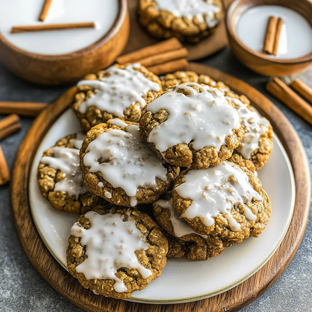 Ultimate Iced Gingerbread Oatmeal Cookies - Deliciously Soft
