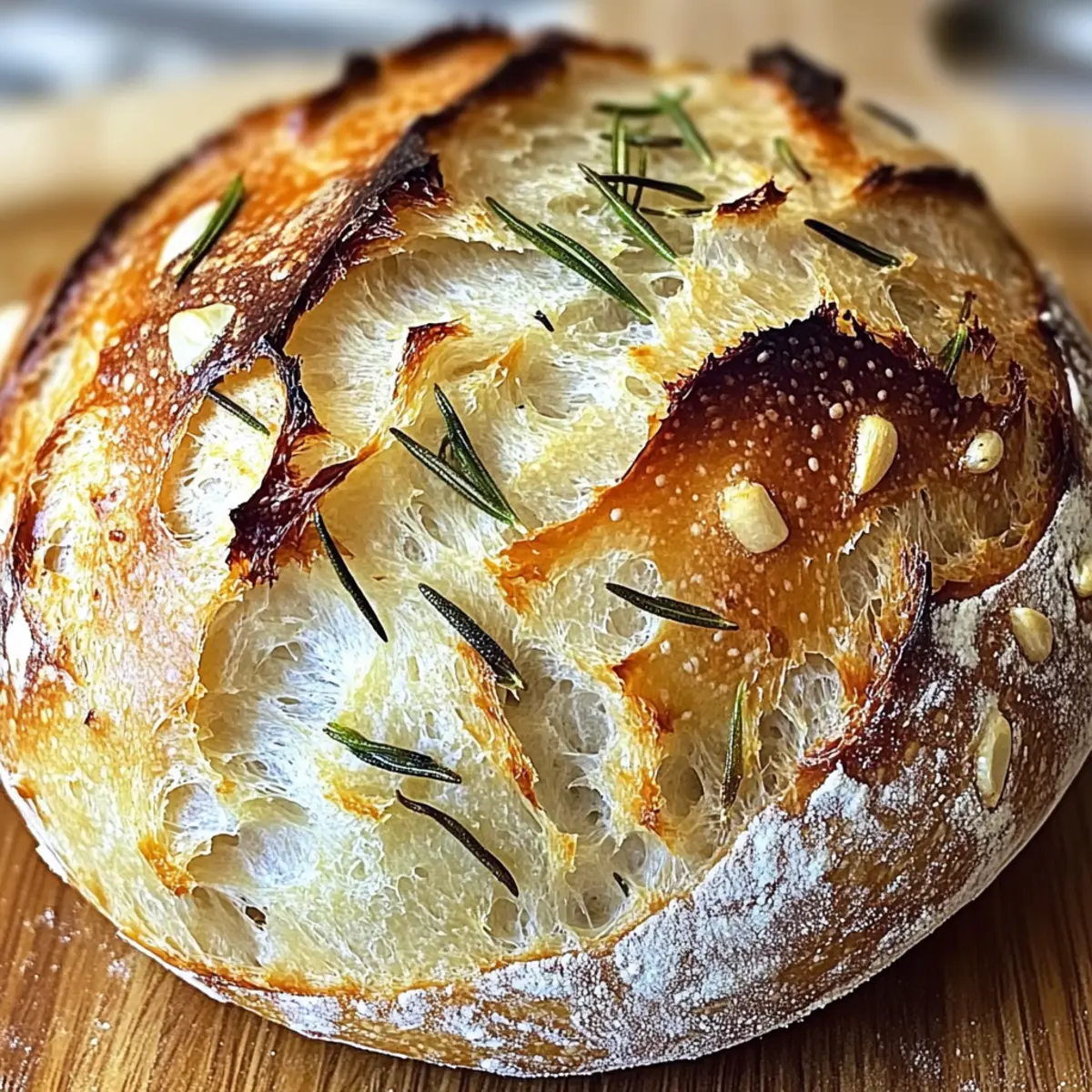 Easy Rosemary & Roasted Garlic Artisan Bread for Cozy Nights